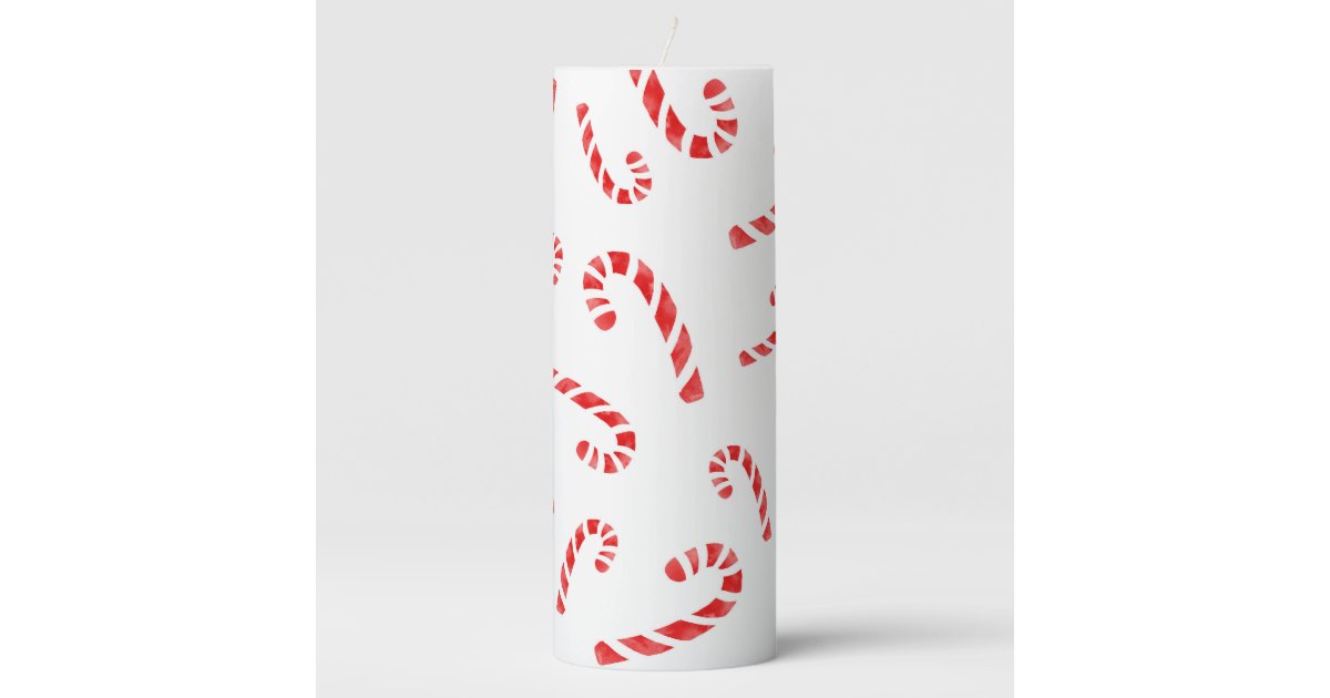 Watercolor Candy Canes Pillar Candle | Zazzle.com
