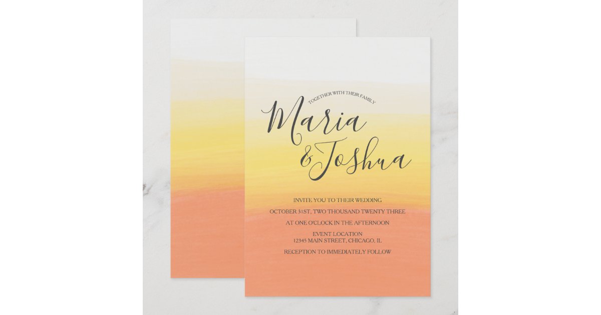 Watercolor Candy Corn Halloween OMBRÈ Wedding Invitation | Zazzle