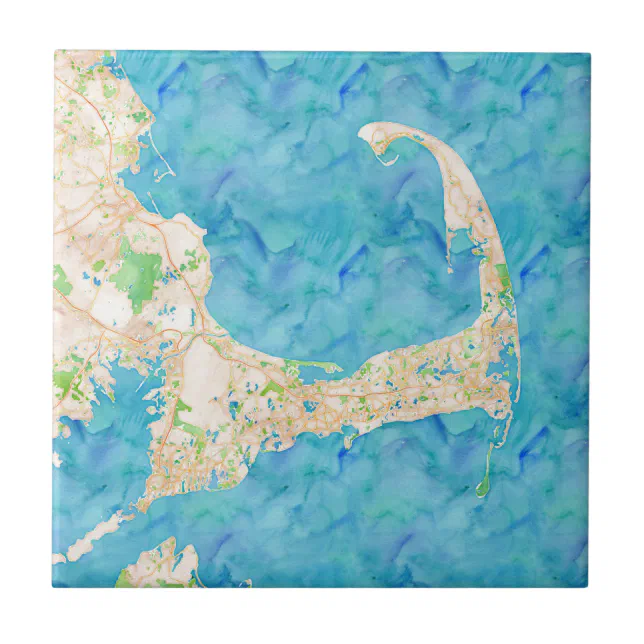 Watercolor Cape Cod Map Tile | Zazzle