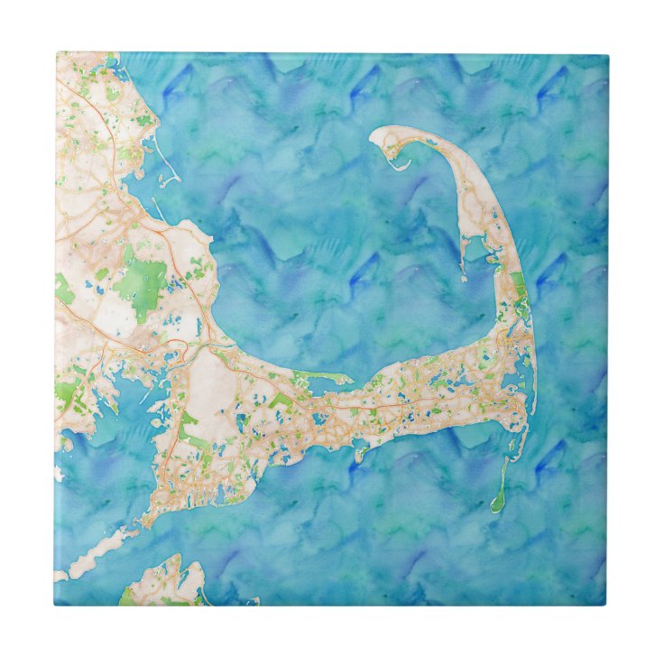 Watercolor Cape Cod Map Tile | Zazzle