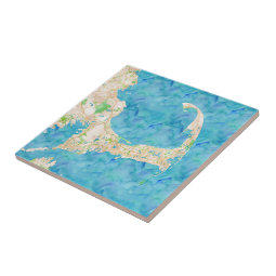 Watercolor Cape Cod Map Tile | Zazzle