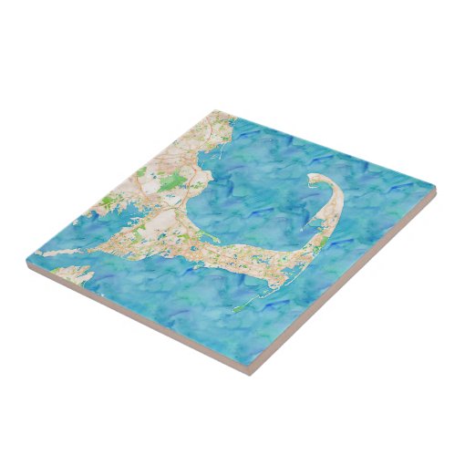 Watercolor Cape Cod Map Tile | Zazzle