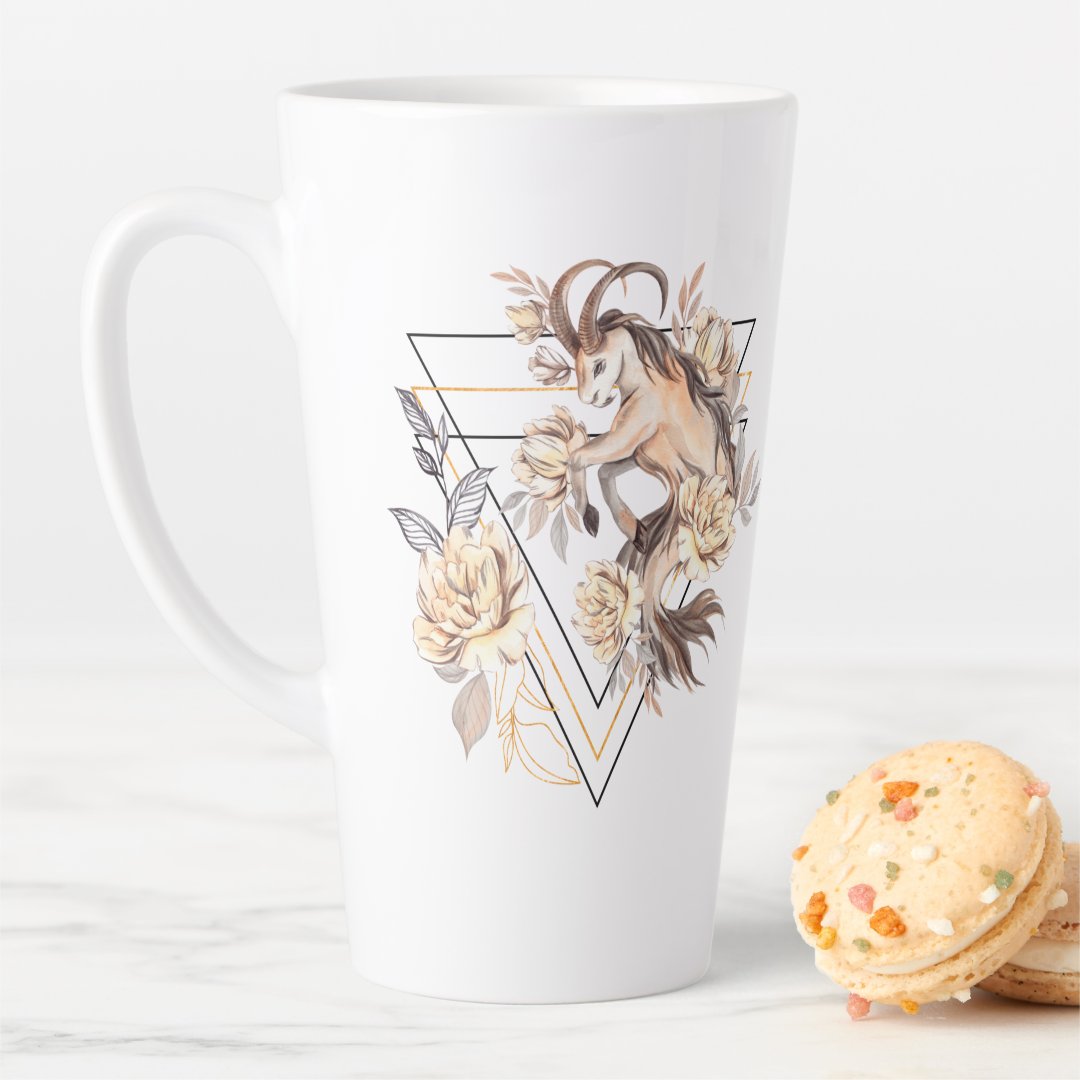 Watercolor Capricorn Astrology Zodiac | Monogram Latte Mug | Zazzle