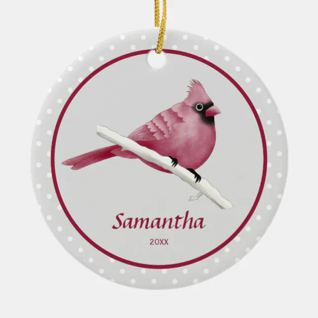 Watercolor Cardinal Bird Personalized Name Photo Ceramic Ornament | Zazzle