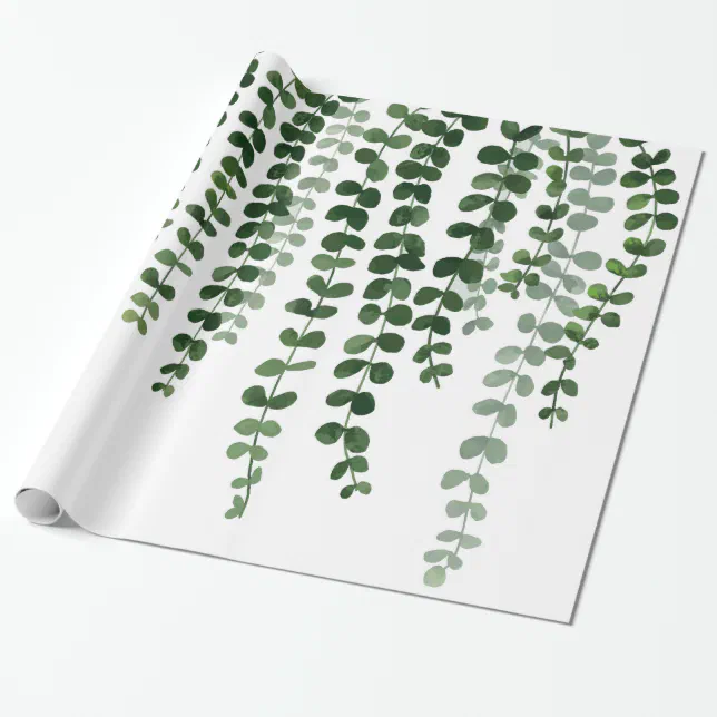 Watercolor Cascading Green Vines Wrapping Paper | Zazzle