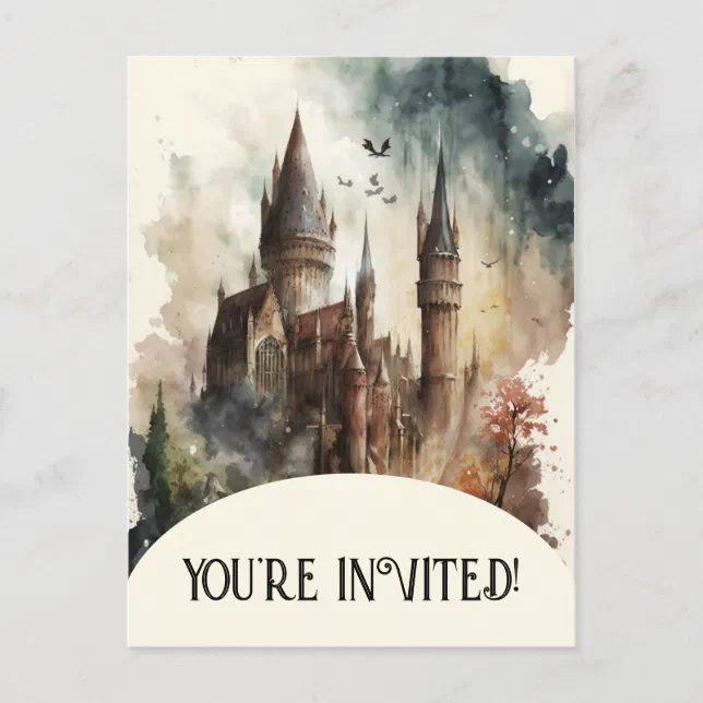 Watercolor Castle Artwork Birthday Invitation | Zazzle