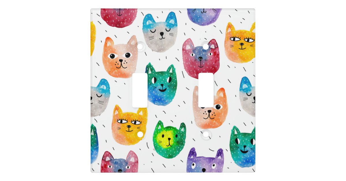 Watercolor cats and friends light switch cover | Zazzle