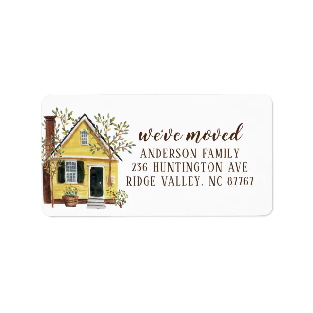 Watercolor Charming House New Address Label | Zazzle