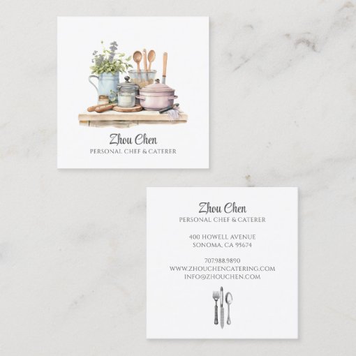 Watercolor Chef Caterer Business Card | Zazzle