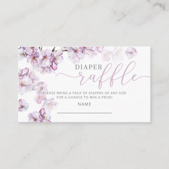 Watercolor cherry blossom diaper raffle ticket enclosure card | Zazzle