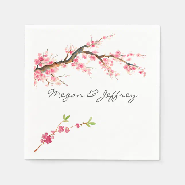 Watercolor Cherry Blossom Paper Napkins | Zazzle