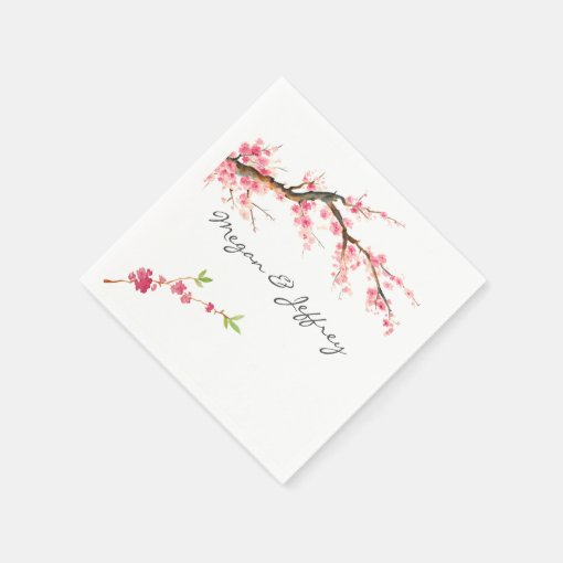 Watercolor Cherry Blossom Paper Napkins | Zazzle