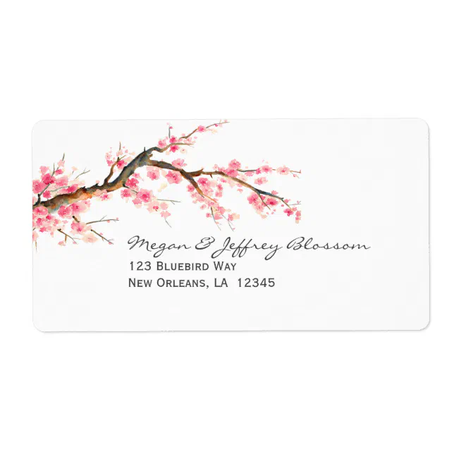 Watercolor Cherry Blossom Tree Branch Label | Zazzle