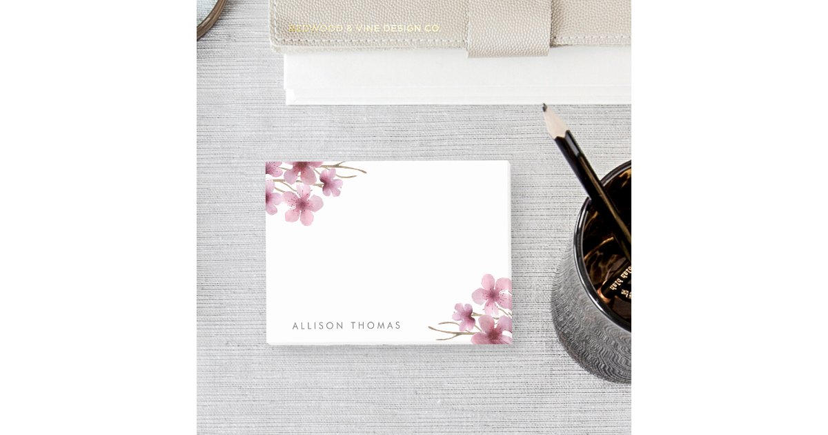 Watercolor Cherry Blossoms Personalized Post-it Notes | Zazzle