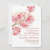 Watercolor Cherry Blossoms Wedding Invitation | Zazzle