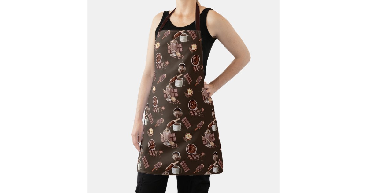 Watercolor Chocolate Pattern Apron | Zazzle