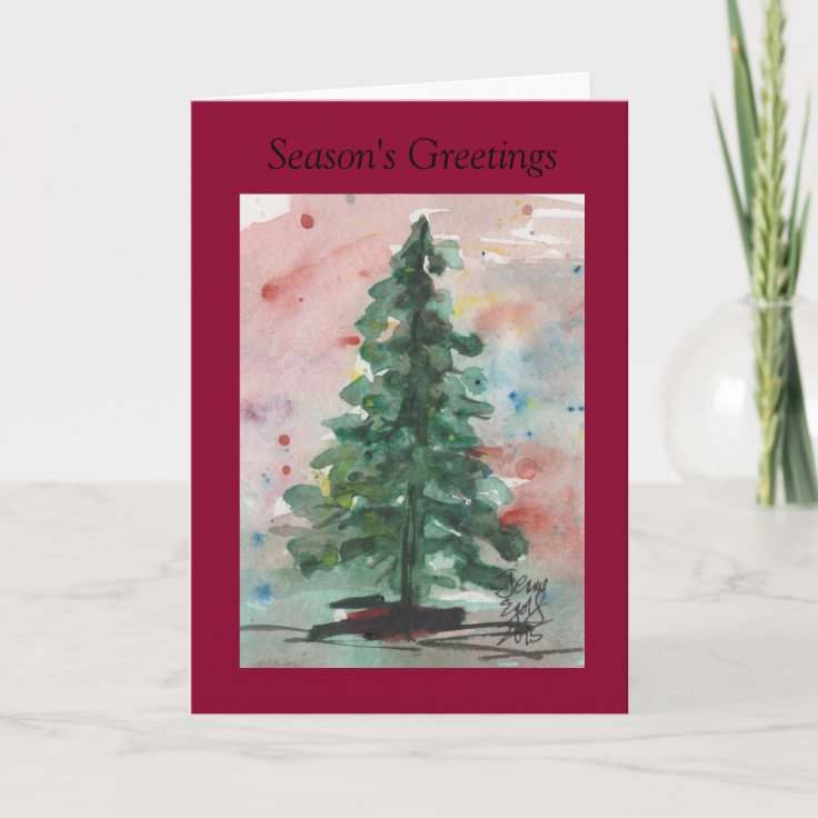 Watercolor Christmas Card: Tree Holiday Card | Zazzle