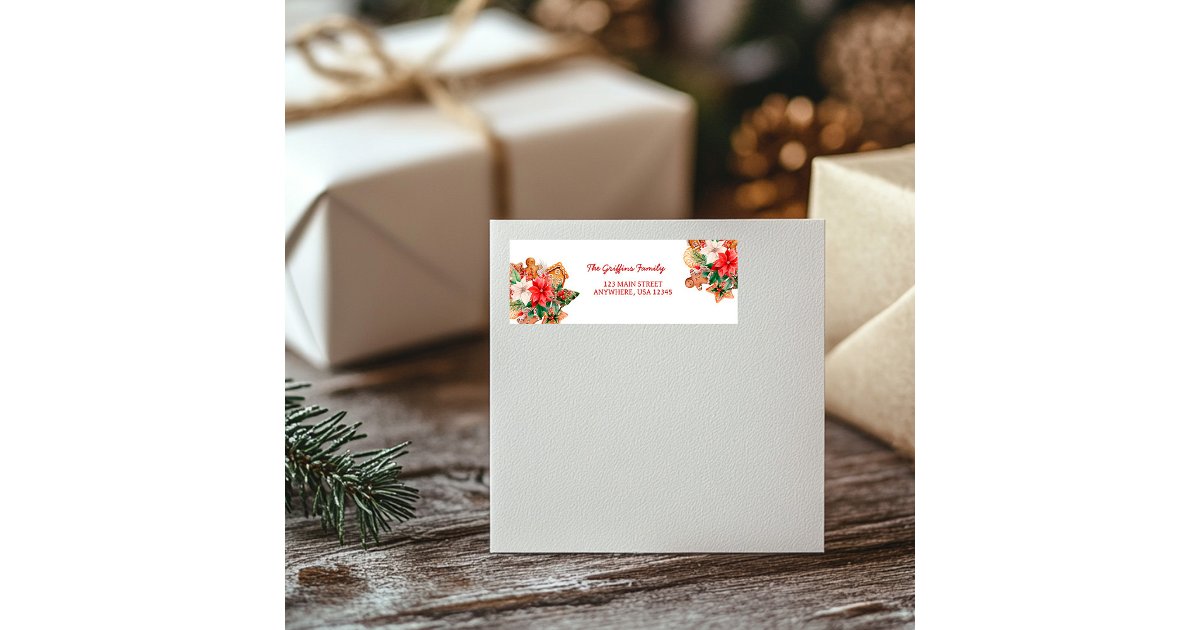 Watercolor Christmas Cookie Return Address Label | Zazzle