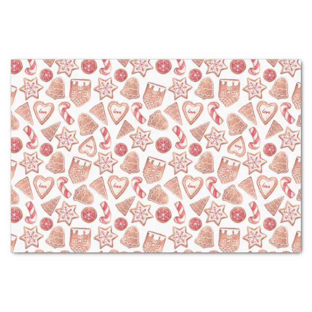 Watercolor Christmas Cookies Pattern Holiday Tissue Paper | Zazzle