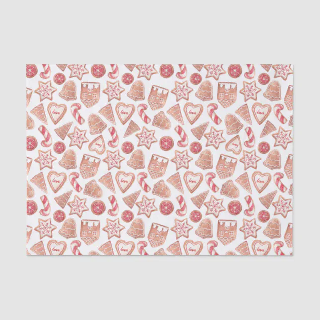 Watercolor Christmas Cookies Pattern Holiday Tissue Paper | Zazzle