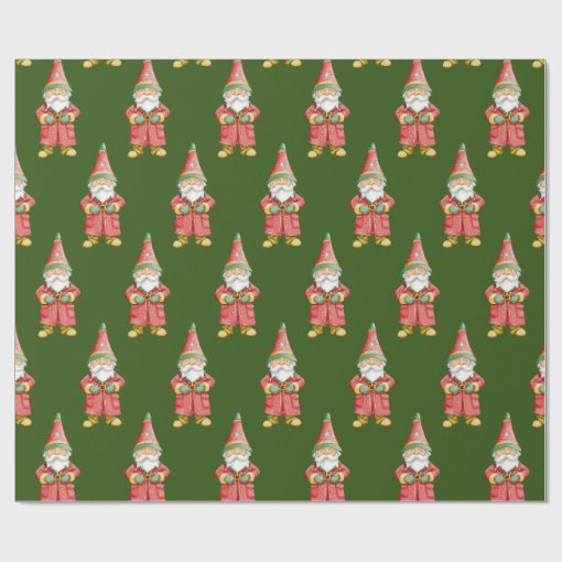 Watercolor Christmas Gnome Wrapping Paper | Zazzle