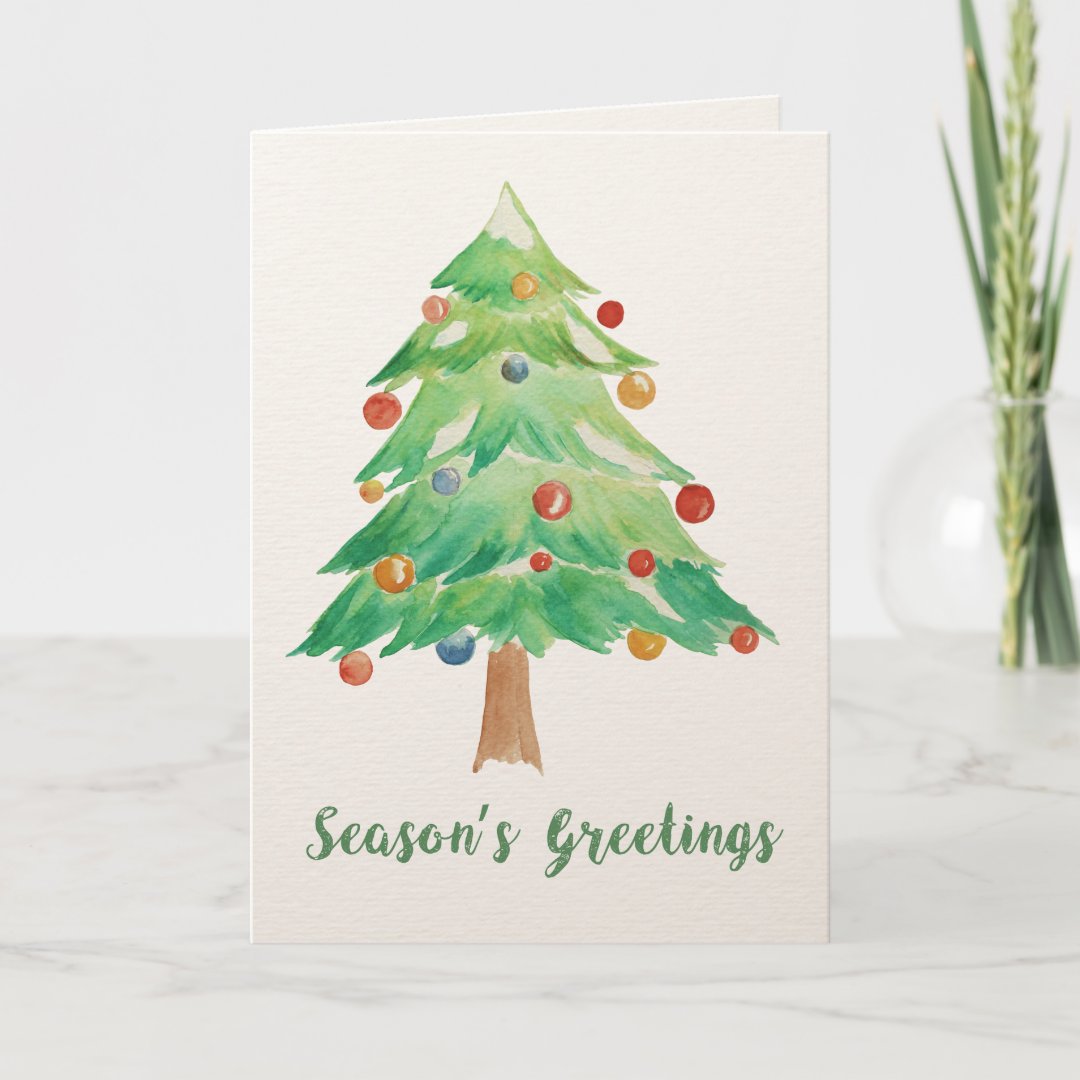 Watercolor Christmas Tree Christmas Card | Zazzle