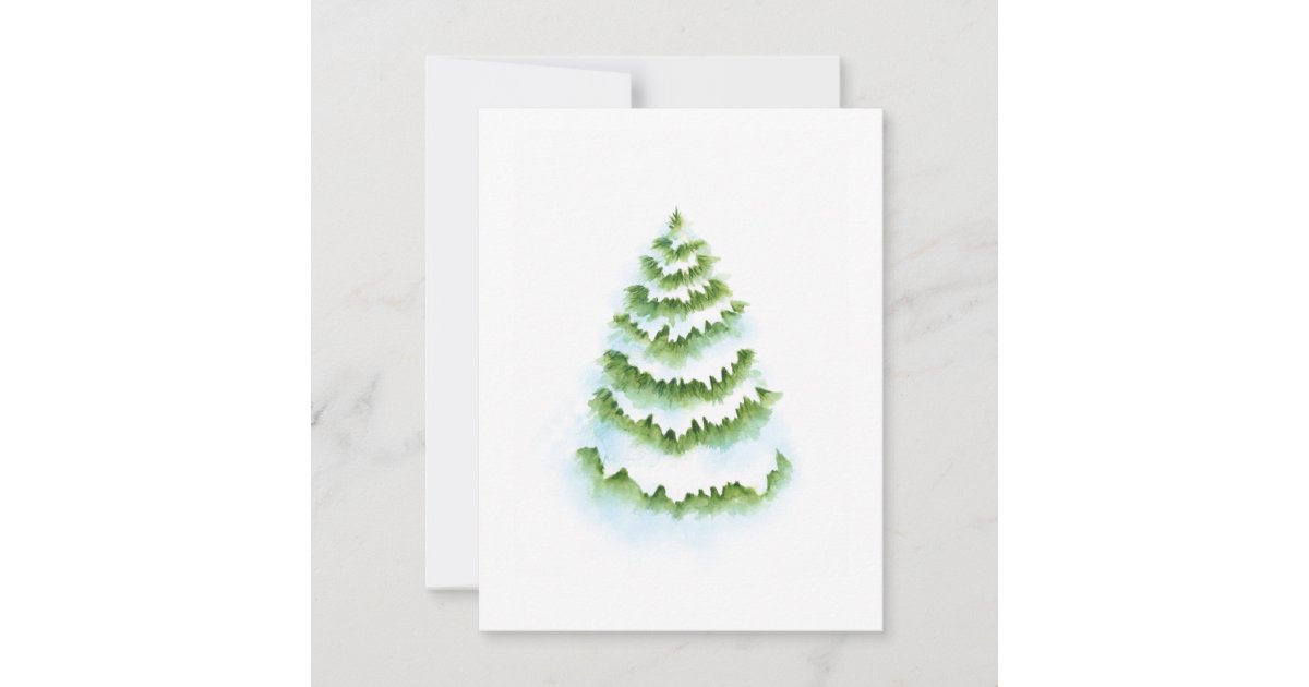 Watercolor Christmas Tree Note Card | Zazzle