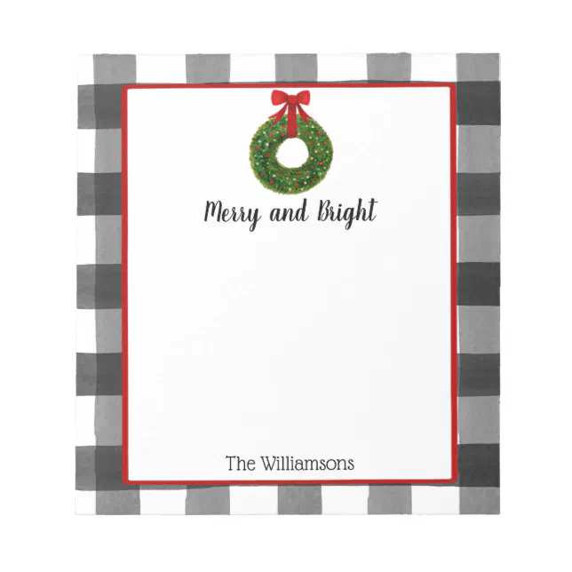 Watercolor Christmas Wreath Notepad | Zazzle