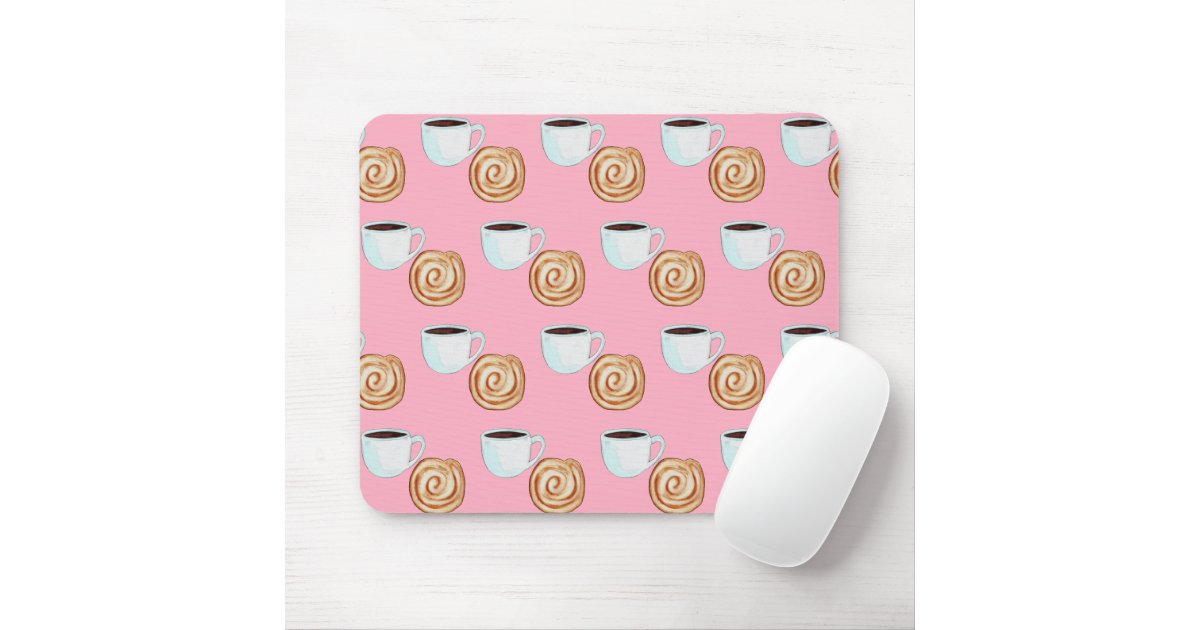 Watercolor Cinnamon Bun Pastry Coffee Mouse Pad | Zazzle