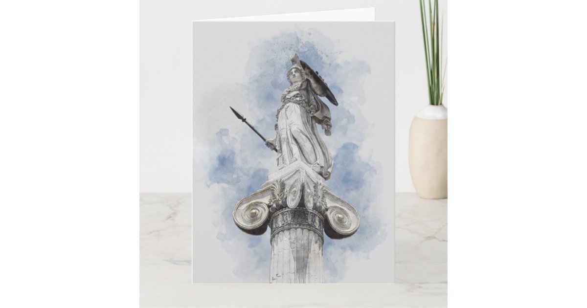 Watercolor Classic Greek Statue Athena Card | Zazzle