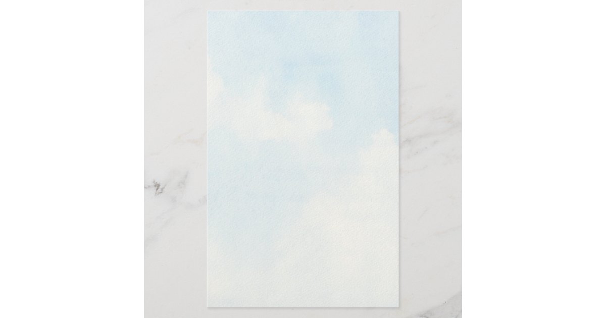 Watercolor clouds and sky background stationery | Zazzle
