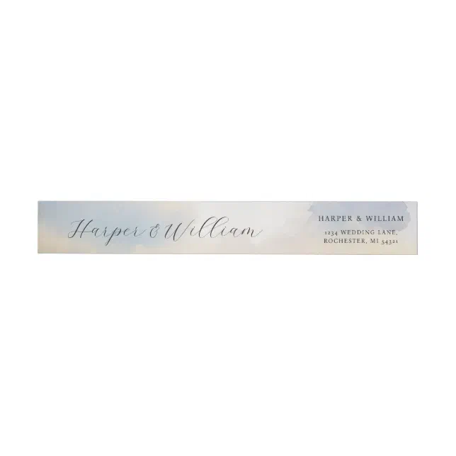 watercolor clouds return address wrap around label | Zazzle