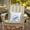 Watercolor Coastal Blue Crab Map Coordinates Outdoor Pillow | Zazzle