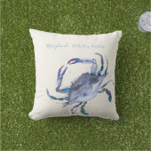 Watercolor Coastal Blue Crab Map Coordinates Outdoor Pillow | Zazzle