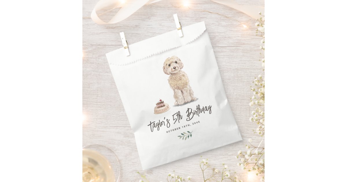 Watercolor Cockapoo Dog Birthday Thank You Favor Bag | Zazzle