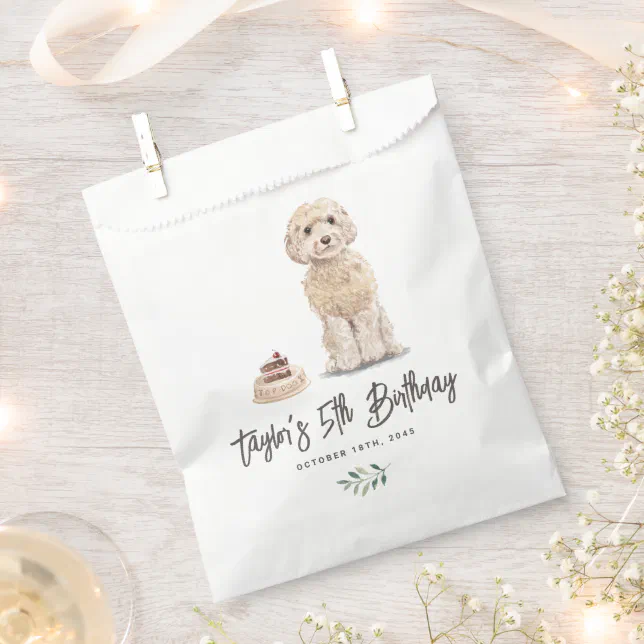 Watercolor Cockapoo Dog Birthday Thank You Favor Bag | Zazzle