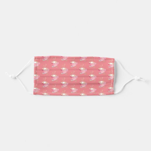 Watercolor coffee cup pattern coral face mask | Zazzle