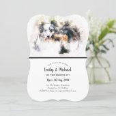 Watercolor Collie Dogs Wedding Invitations Elegant | Zazzle