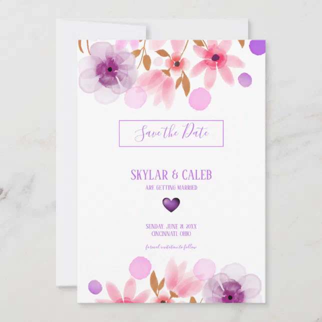 Watercolor Colorful Flowers Save The Date | Zazzle