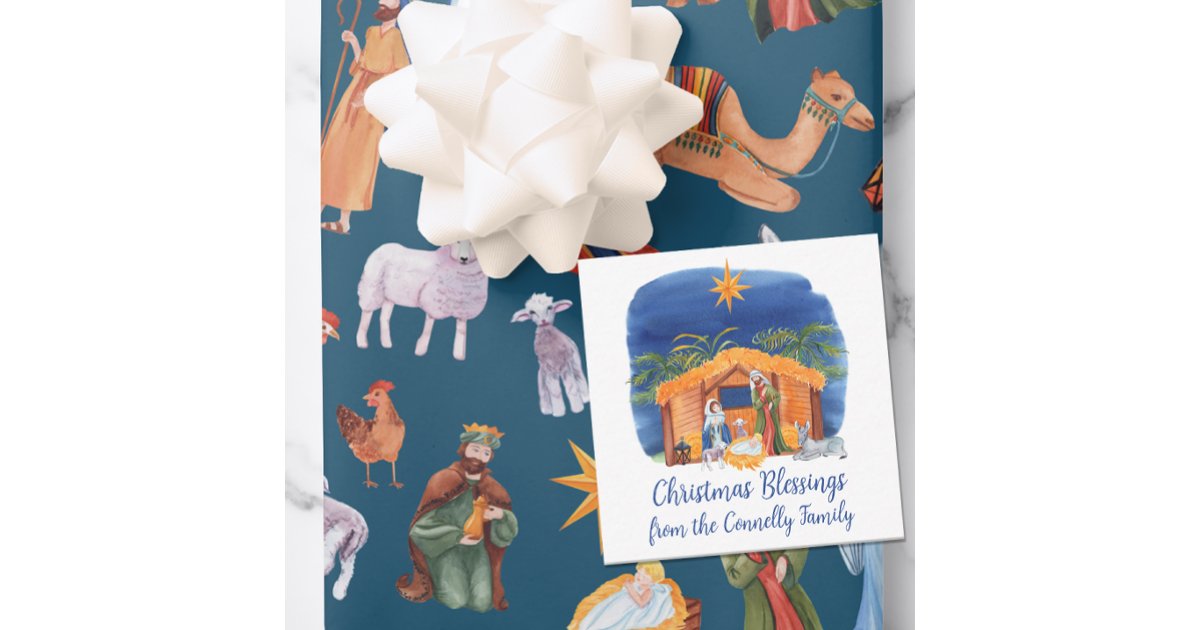 Watercolor Colorful Nativity Christmas Enclosure Note Card | Zazzle