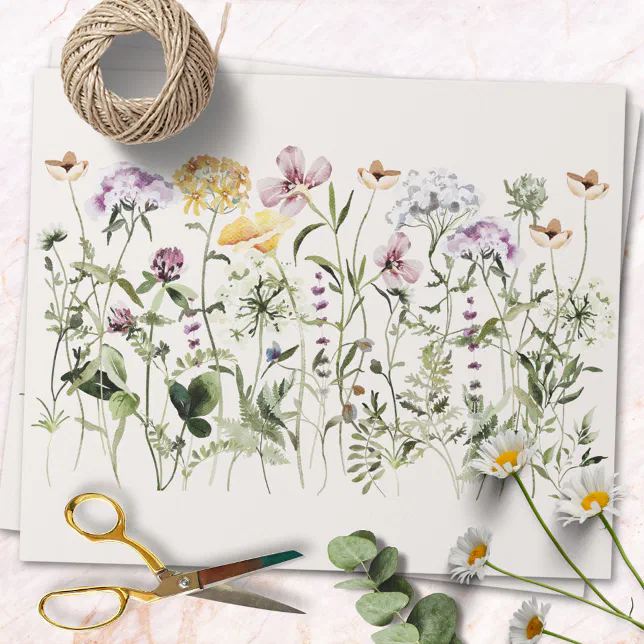 Watercolor Colorful Wildflower Garden Wrapping Paper | Zazzle