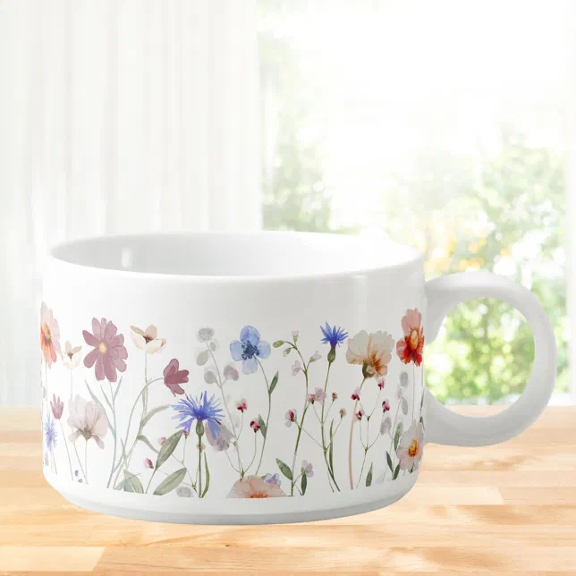 Watercolor Colorful Wildflower Meadow Bowl | Zazzle