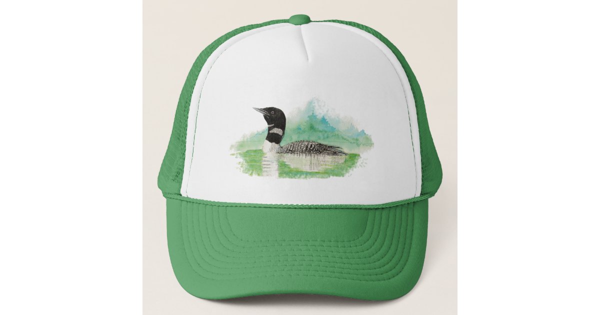 Watercolor Common Loon Bird Wildlife Nature Art Trucker Hat | Zazzle