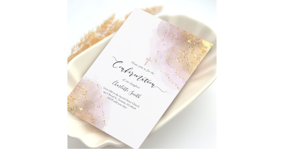 watercolor confirmation invitation | Zazzle