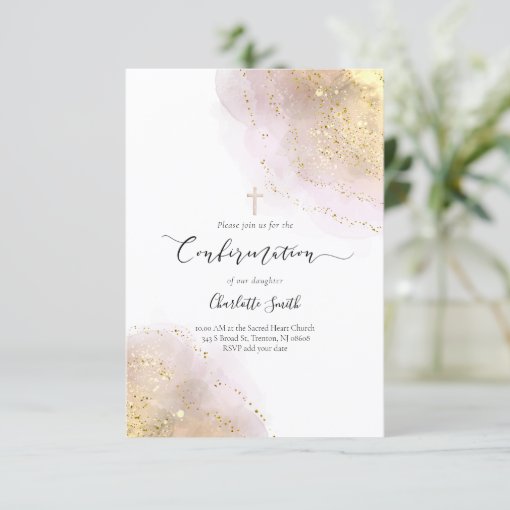 watercolor confirmation invitation | Zazzle