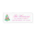Watercolor Coquette Bow Christmas Tree Address Label | Zazzle
