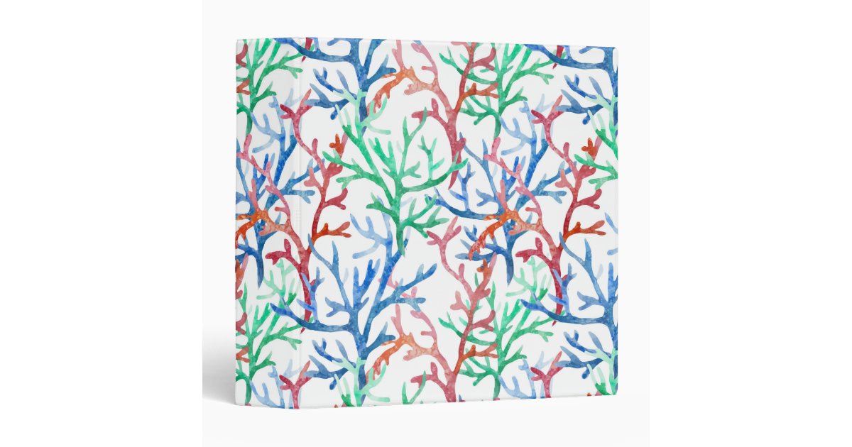 Watercolor Coral Pattern 3 Ring Binder | Zazzle