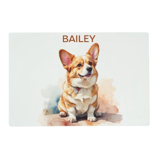 Watercolor Corgi Dog Food Mat | Zazzle
