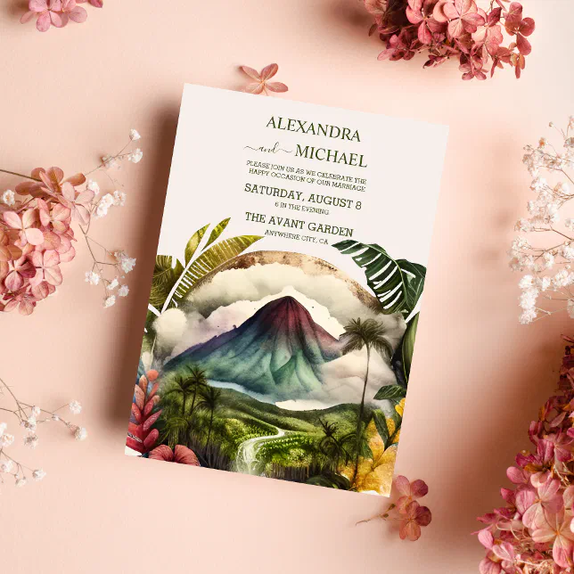 Watercolor Costa Rica Destination Wedding Invitati Invitation | Zazzle