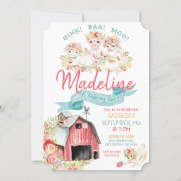 Watercolor Country Farm Animals Birthday Party Invitation | Zazzle
